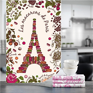 Torchons & Bouchons, Les Macarons de Paris (Eiffel Tower) Printed Kitchen / Tea Towel, 19" x 28", 100% Cotton, Made in France