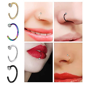 Naomimeier 20PCS Fake Nose Rings, Fake Septum Fake Nose Ring, Clip On Nose Ring, Faux Nose Ring, Fake Nose Piercings, Fake Lip Ear Nose Septum Rings, Stainless Steel Fake Piercings