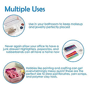 Houseables Drawer Organizer, Bathroom Storage, (3”x2”), (6”x2”), (9”x2”), 9 Pack, Clear, Various Sizes, Plastic, Dividers, Organizers, BPA Free, Eco-Friendly, For Cosmetics, Kitchen, Easy to Clean