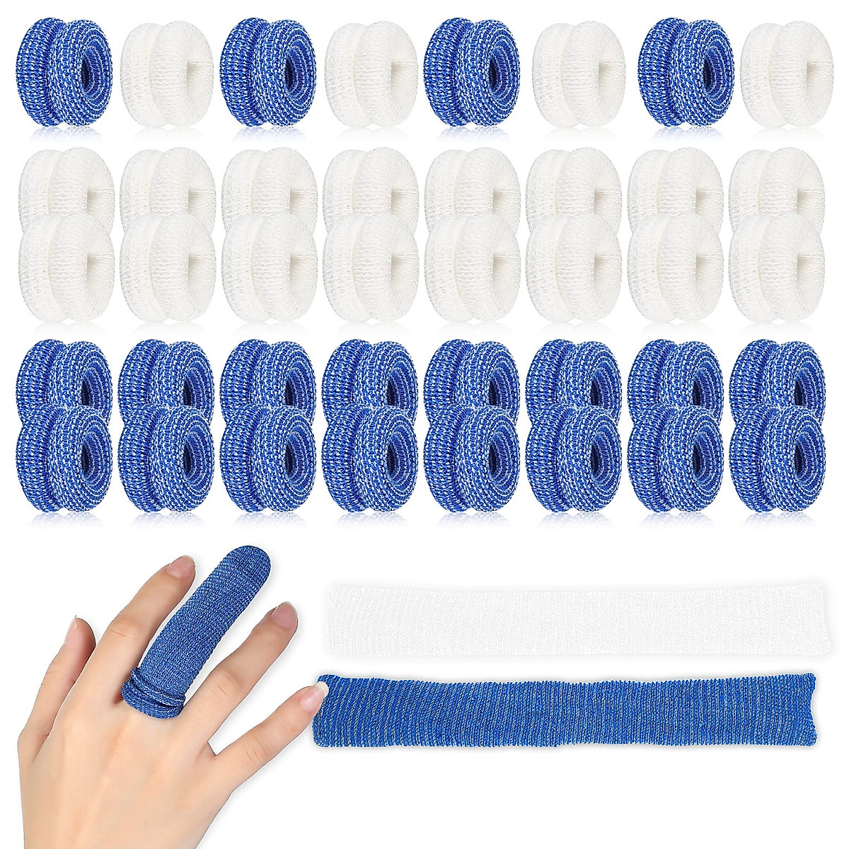 Tubular Bandage Finger Roll Tubular Bandage Dressings Finger Bandage Tubular Finger Dressings Finger Cots Blue White Bandages for Finger Sprains and Swelling 15 x 600 mm (40)