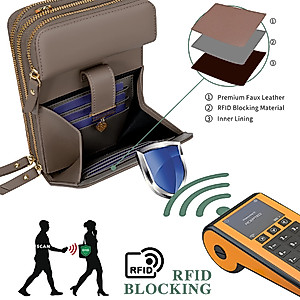 Crossbody Bags Wallet for Women with RFID Blocking and Enough to Fit Most Smartphones (Beige)