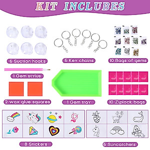 Sense&Play Gem Art Kits for Kids Ages 8-12, 5D Big Gem Diamond Painting Suncatchers and Stickers Kits, Art and Crafts with Keychains for Girls&Boys Christmas Gift Ages6-7-8-9-10-11-12