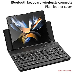 Prudom Wireless Bluetooth Keyboard Flip Leather Travel Carrying Case Cover with Stand for Samsung Galaxy Z Fold 5 / Fold 4/Galaxy Z Fold 3/Google Pixel Fold(Black)