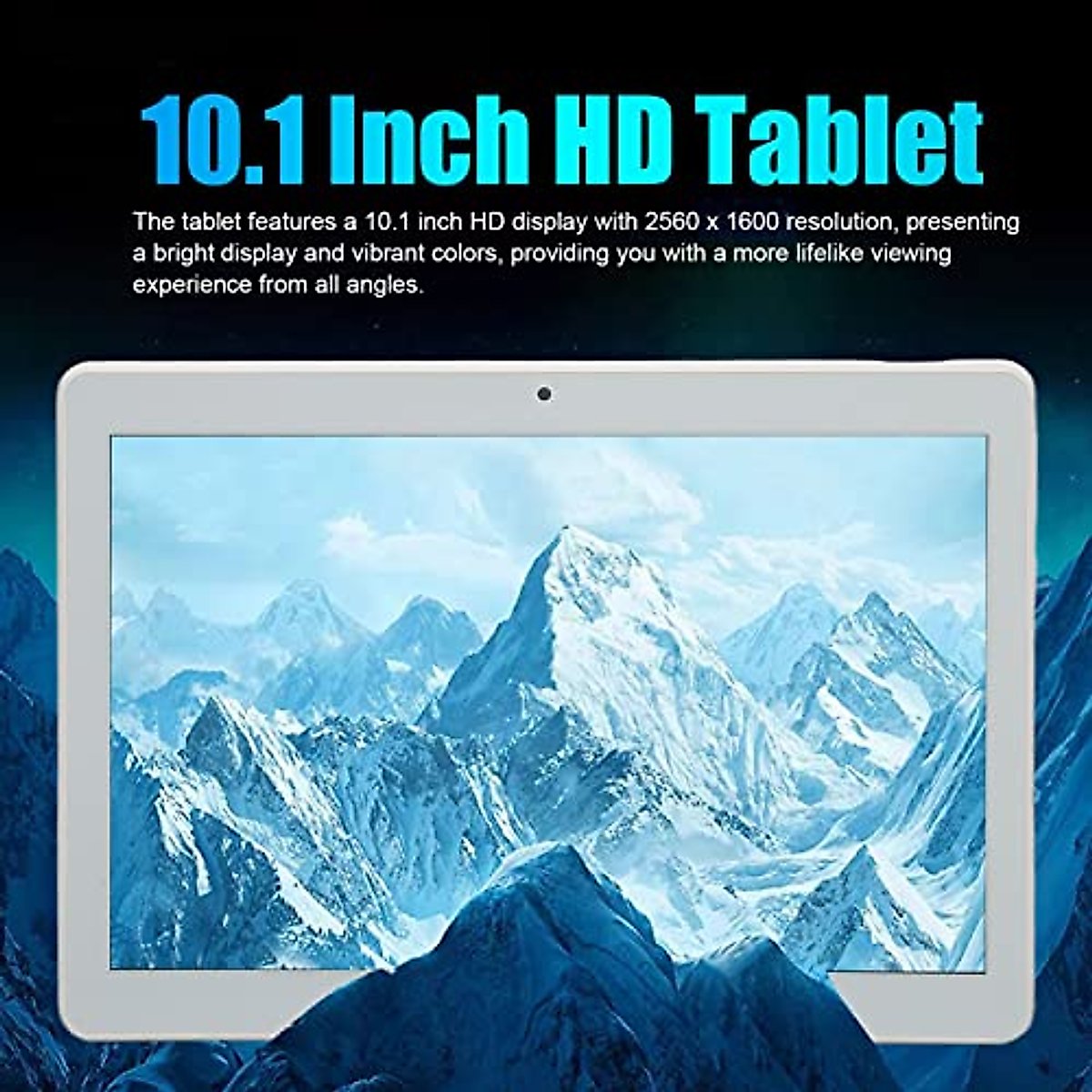VINGVO Tablet PC, T10W 2MP Front Camera 128GB Extended Storage Dual SIM Dual Standby 10.1 Inch Tablet for Android 12 for Calling (US Plug)