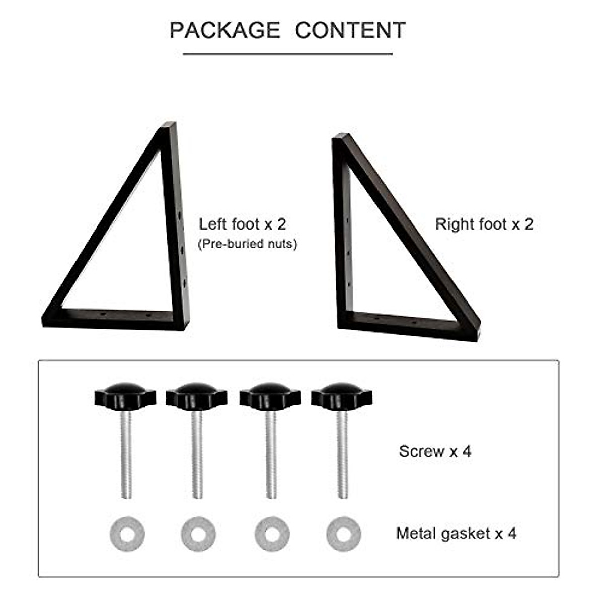 WELLAND Triangle Support Feet Set of 2 for 360 Degree Configurable Gate Collection, Solid Pine Wood, Easy to Install, 2 Pairs of Safety Fence Feet for Freestanding Pet Gates, Espresso (Only Feet)