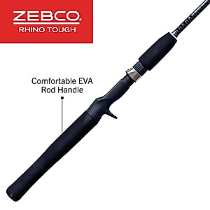 Zebco Rhino Tough Casting Fishing Rod, 5-Foot 6-Inch 1-Piece Heavy-Duty Cross-Weave Fishing Pole, Comfortable EVA Rod Handle, Heavy-Duty Guides, Stainless Steel D-Frame Tip Guide, Medium Power, Black