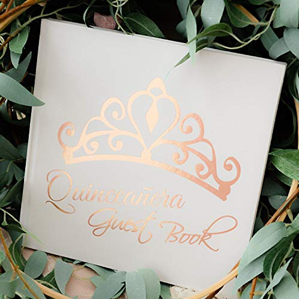 Calculs Libro De Firmas para Quinceañera Guest Book 15th Quinceanera Party Favors 8.5” Rose Gold Book Polaroid Photo Album Decorations