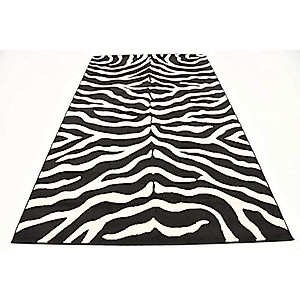Unique Loom Wildlife Collection Animal Inspired with Zebra Design Area Rug, 5 x 8 ft, Black/Ivory