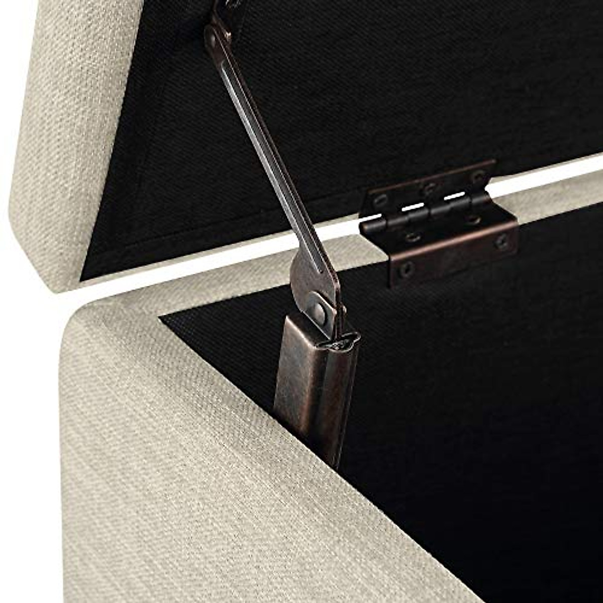 Amazon Basics Upholstered Storage Rectangular Ottoman and Entryway Bench, Beige, 35.5"W x 16.5"D x 17"H