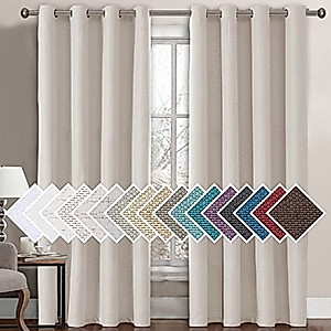 H.VERSAILTEX Linen Blackout Curtain 96 Inches Long for Bedroom/Living Room Thermal Insulated Grommet Linen Look Curtain Drapes Primitive Textured Burlap Effect Window Drapes 1 Panel - Ivory