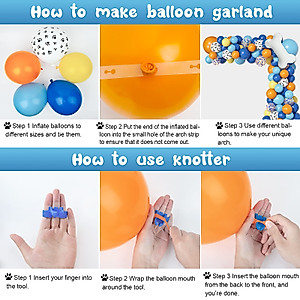 128Pcs Blue Birthday Party Supplies Balloons Garland Kit, Blue Orange Yellow White Bone Dog Paw Balloons Arch Banner for Baby Shower Girls and Boys Blue Theme Happy Birthday Party Decorations