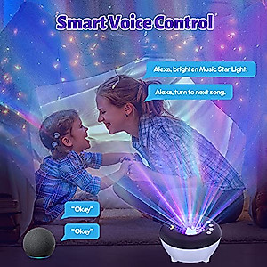 MIC MICSOA Starry Projector Night Light, Star Galaxy Music Projector for Bedroom Ceiling, Aurora Projector for Kids and Adults