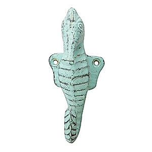 IndianShelf 2 Pack Hooks | Wall Mounted Coat Hook | Green Small Hooks for Hanging Keys | Iron Bag Wall Hook | Seahorse Kitchen Towels Hook [10.16 Cm]