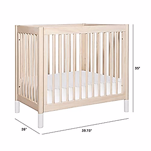 Babyletto Gelato 4-in-1 Convertible Mini Crib in Washed Natural and White, Greenguard Gold Certified