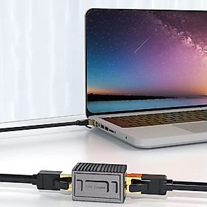 RJ45 Ethernet Connectors Hielded in-Line Coupler for Cat7/Cat6/Cat5e/Cat5 Ethernet Cable Extender Connector - Female to Female 2 Pack-Black