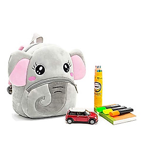 NICE CHOICE Cute Toddler Backpack Toddler Bag Plush Animal Cartoon Mini Travel Bag for Baby Girl Boy 2-6 Years(Grey Elephant)