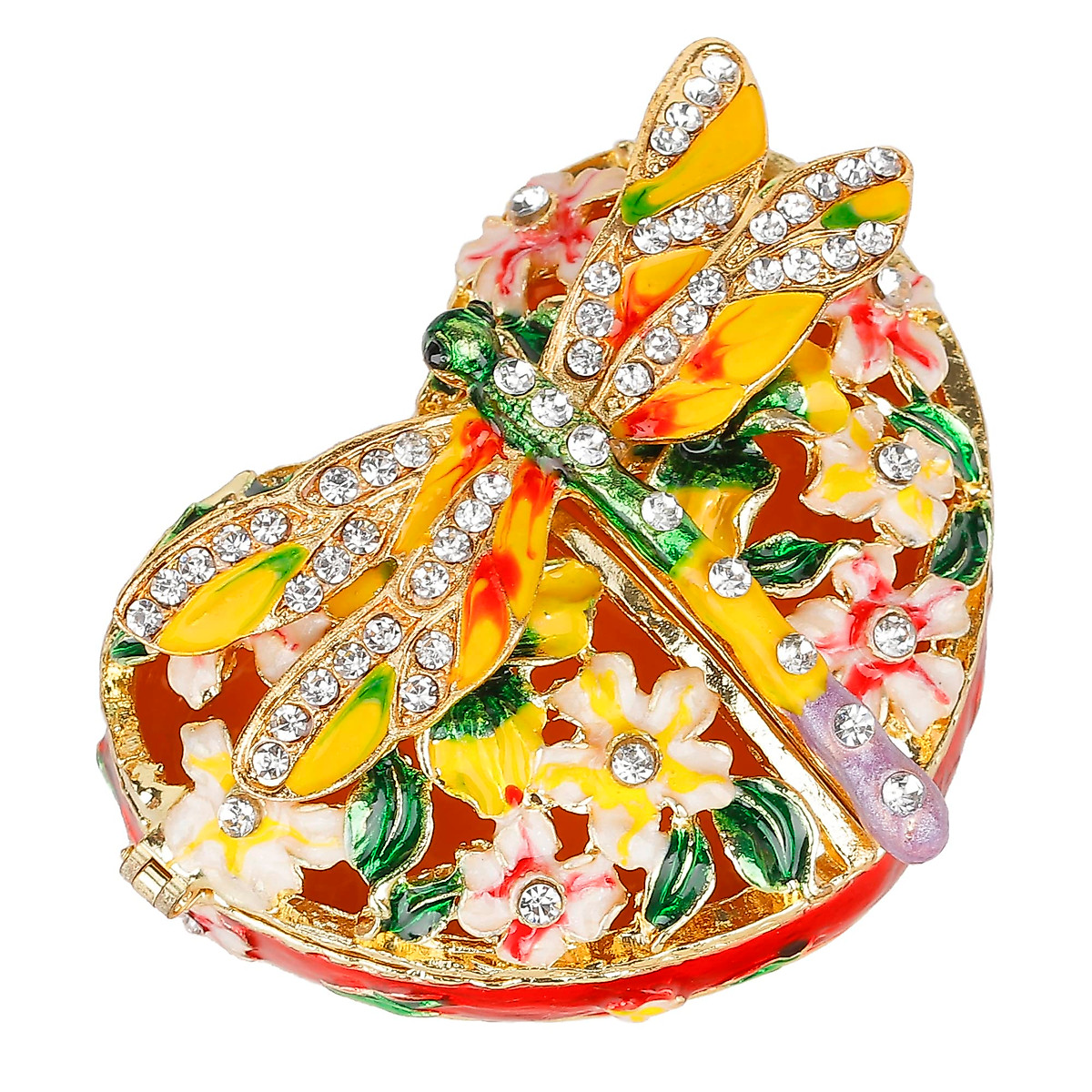 SEVENBEES Bejeweled Dragonfly Figurine Trinket Boxes Hinged Animal Jewelry Boxes for Girls or Women