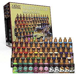 The Army Painter Warpaints Air Mega Set - Non-Toxic Water Based Airbrush paint set – paint and primer for Tabletop Roleplaying, Boardgames, and Wargames Miniature Model Painting