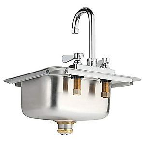 ACE HS-0810IG Mini 13" x 13" Drop-In Hand Sink with Lead Free 3-1/2" Spout Faucet & Strainer, ETL Certified