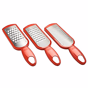 KUHN RIKON 20190 Swiss Grater Set of 3 with Storage Caddy, Red