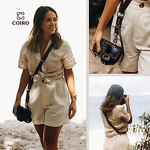 Leather Camera Strap for One Camera - Professional Single Leather Harness Shoulder Strap Quick Release Gear DSLR/SLR