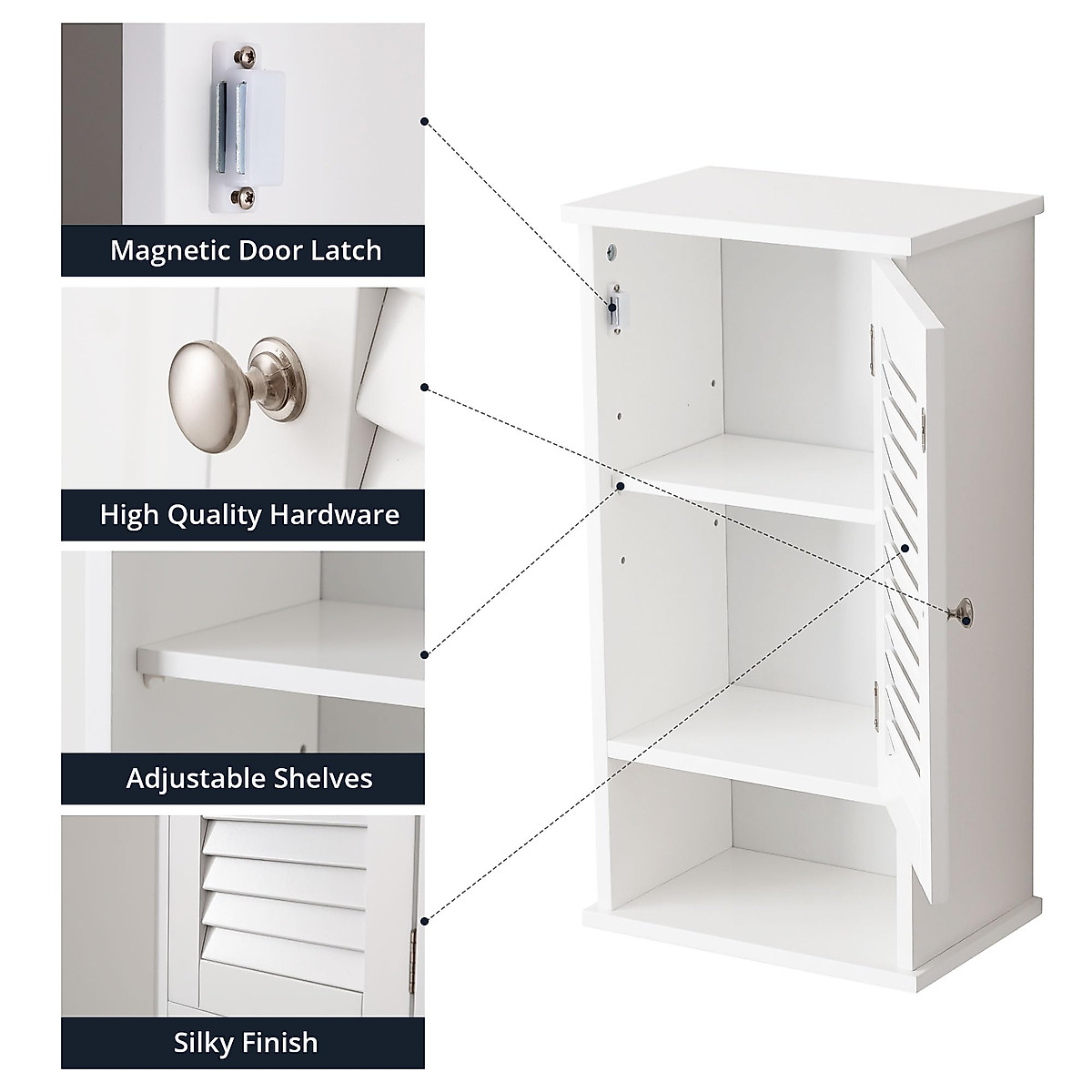 FRALIMK Bathroom Wall Cabinet, Single Door Over The Toilet Storage, Adjustable Shelves, Louver Door, Space Saver, Wall Mounted Organizer, 13 * 25 inches