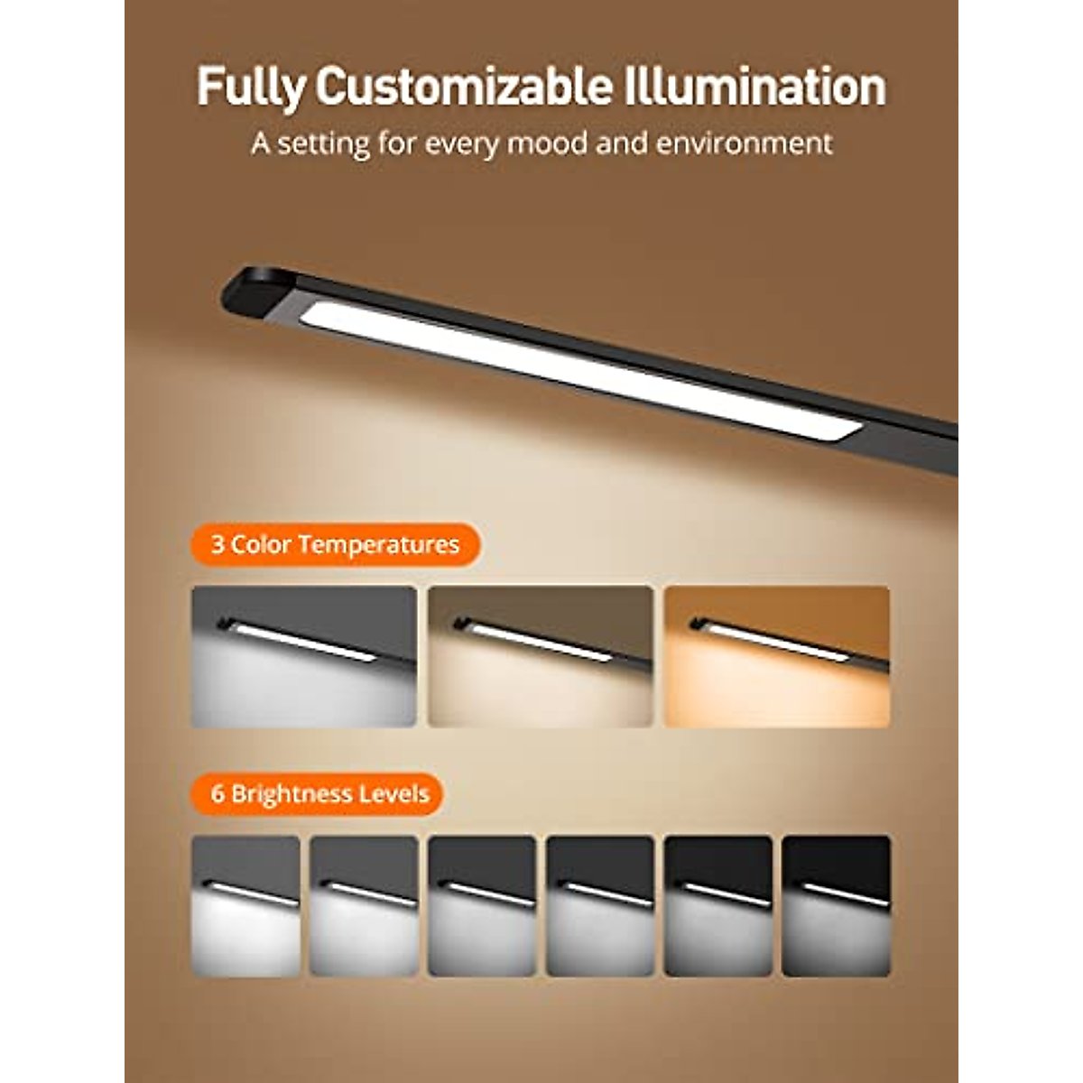 sympa LED Desk Lamp, Aluminum Alloy Dimmable LED Table Lamp with 3 Color Modes, 6 Brightness Levels, USB Charging Port, Adjustable Angle, Memory Function, Table Lamp for Home Office Lighting, Grey