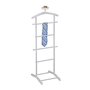 KB Designs - Suit & Tie Freestanding Valet Stand Clothing Organizer Rack, White