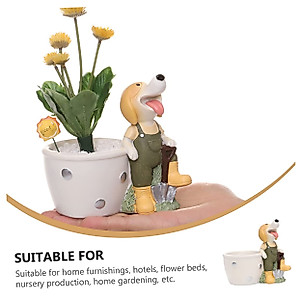 ORFOFE 2 Pcs Succulent Flower Pot Plant Decor Wall Plant Shelf Mini Containers Plant Holder Bowl Succulent Pot Dog Decorative Flowerpot Lovely Planter Home Adornment Resin Planting Pot