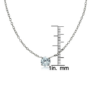 Ice Gems Sterling Silver Small Dainty Round Aquamarine Choker Necklace