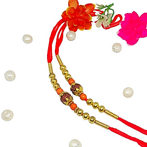 JAGMOR Set of 2 Big Rudraksha Rakhi | Bhaiya Bhabhi Rakhi Set | rakhi bracelet | rakhi for bhai | Rakhi for Brother | Indian Rakhi | rakhi for boy | Indian Rakhee | Designer Rakhi