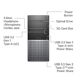 Dell XPS 8950 Desktop - Intel Core i9 12900K, 32GB DDR5 RAM, 512GB SSD + 1TB HDD, NVIDIA GeForce RTX 3060 Ti, Killer Wi-Fi 6, Liquid Cooling, Win 11 Pro - Black