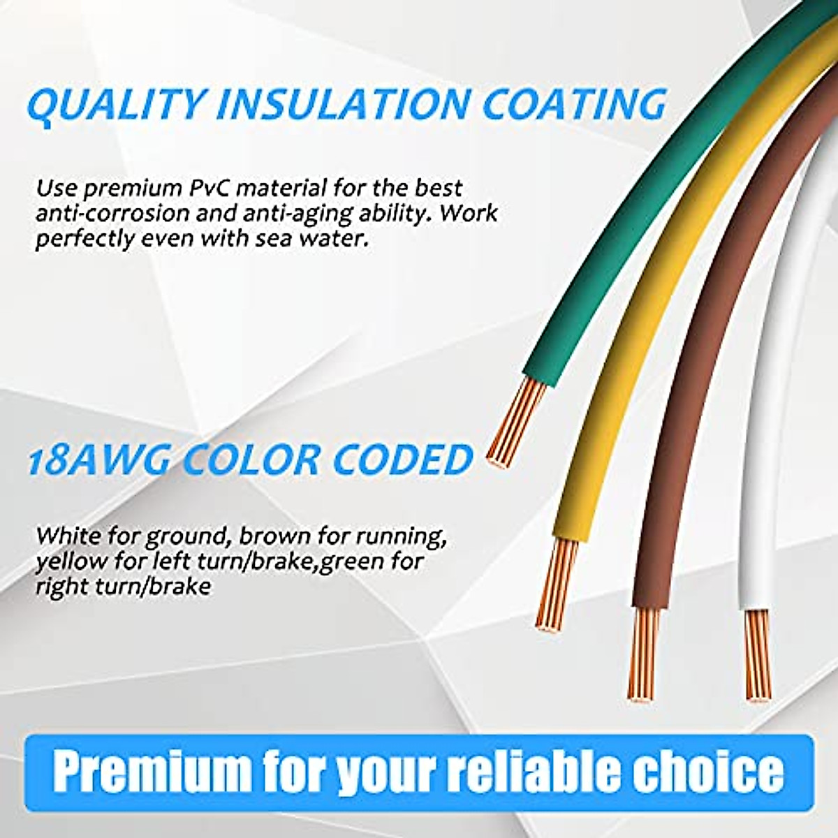 LiLoom 36ft 4 Wire Trailer Light Wiring Harness Extension, Kit 4-Way Plug 4 Pin 28' Male & 8' Female with White Ground Wire Extension & Wishbone-Style Wiring Harness for Utility Boat Trailer Lights