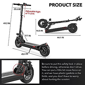 JOYOR Y7-S Electric Scooter for Adults, Max 31 MPH and 43.5-56 Miles Long-Range, Dual Suspension, 10 Inch Off-Road Tires Foldable Electric Scooter for Commute and Travel - Black