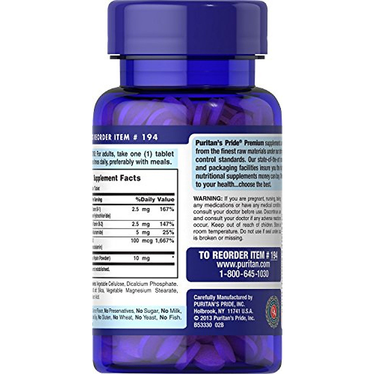 Puritans Pride Vitamin B-Complex and Vitamin B-12, 180 Count