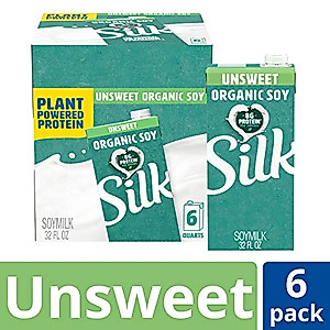 Silk Shelf-Stable Organic Soy Milk, Unsweetened, Dairy-Free, Vegan, Non-GMO Project Verified,32 Fl Oz(Pack of 6)