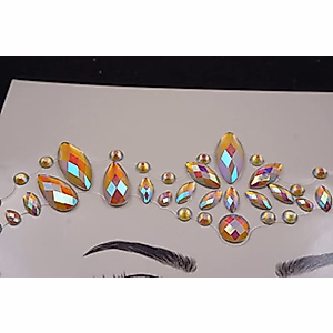 glow in the dark face gems stick on face jewels festival rave outfit mermaid rhinestone diamond pastie fluorescent body glitter jewels halloween face makeup (tp319 around eyes)