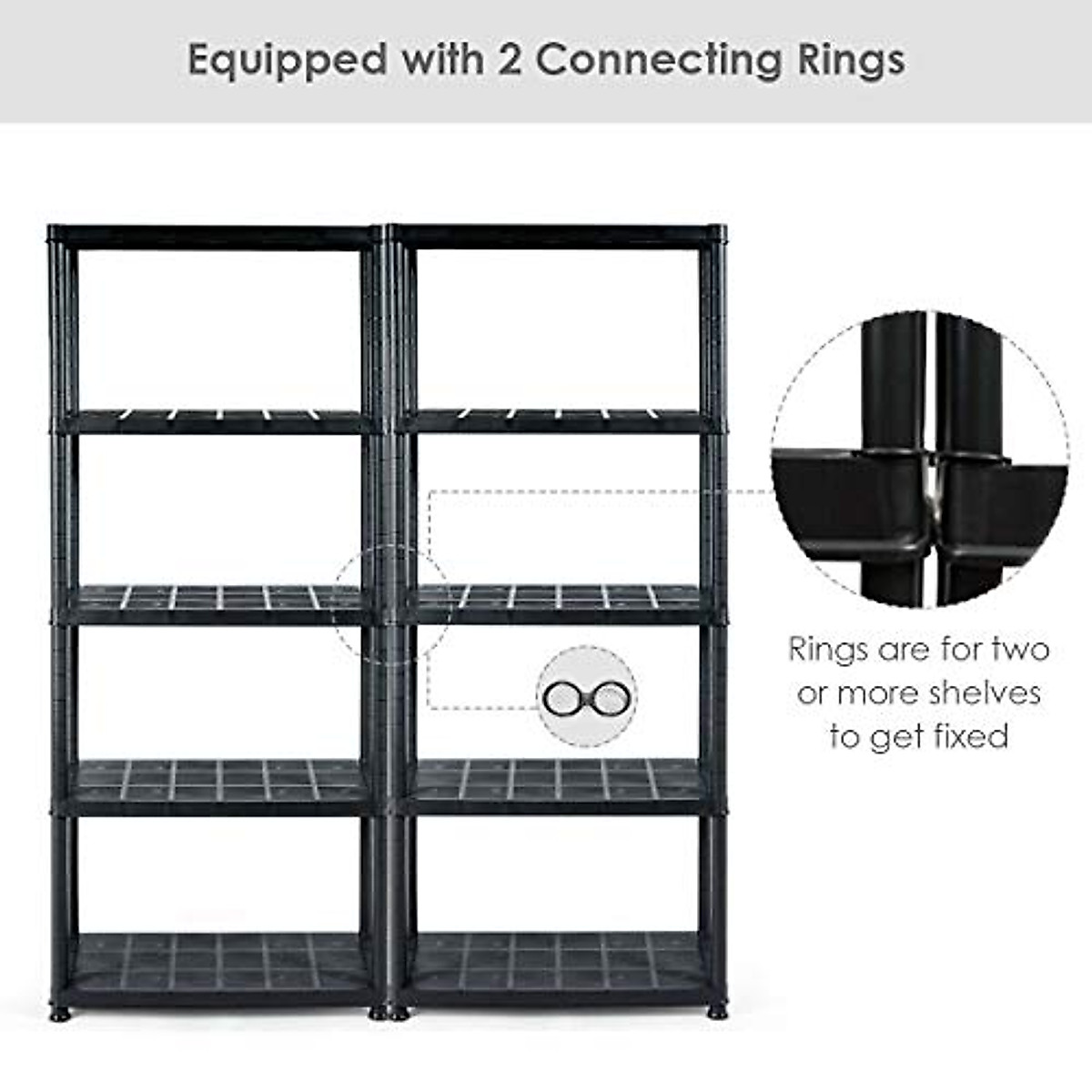 Giantex 2 Pieces 5-Tier Ventilated Shelving Storage Rack, Free Standing Multi-Use Shelf Unit, No Tools Required, 28“L X 15”W X 67“H