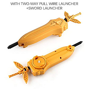 Bey Battle Burst Gyro Attack Blades Metal Fusion Evolution Combination with Arena, Launchers Grip & Battling Top(Golden)