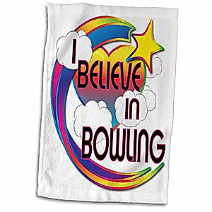 3D Rose Bowling Cute Believer Design Towel, 15" x 22"