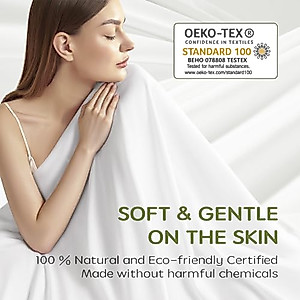 SONORO KATE 600 Thread Count Cotton Sheets, Cooling Luxury 100% Egyptian Cotton Bed Sheets 4 Piece, Soft Breathable and Sateen Weave, 16" Deep Pocket (White, Queen)