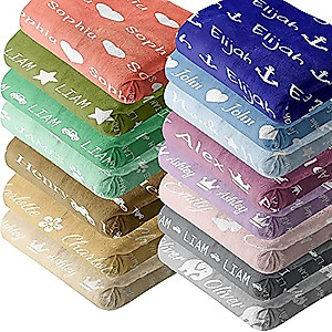 Happy Vibes Mall Personalized Baby Blankets for Girls and Boys with Name and Icon - Custom Baby Blanket for Newborn Infant or Toddler (30x40)