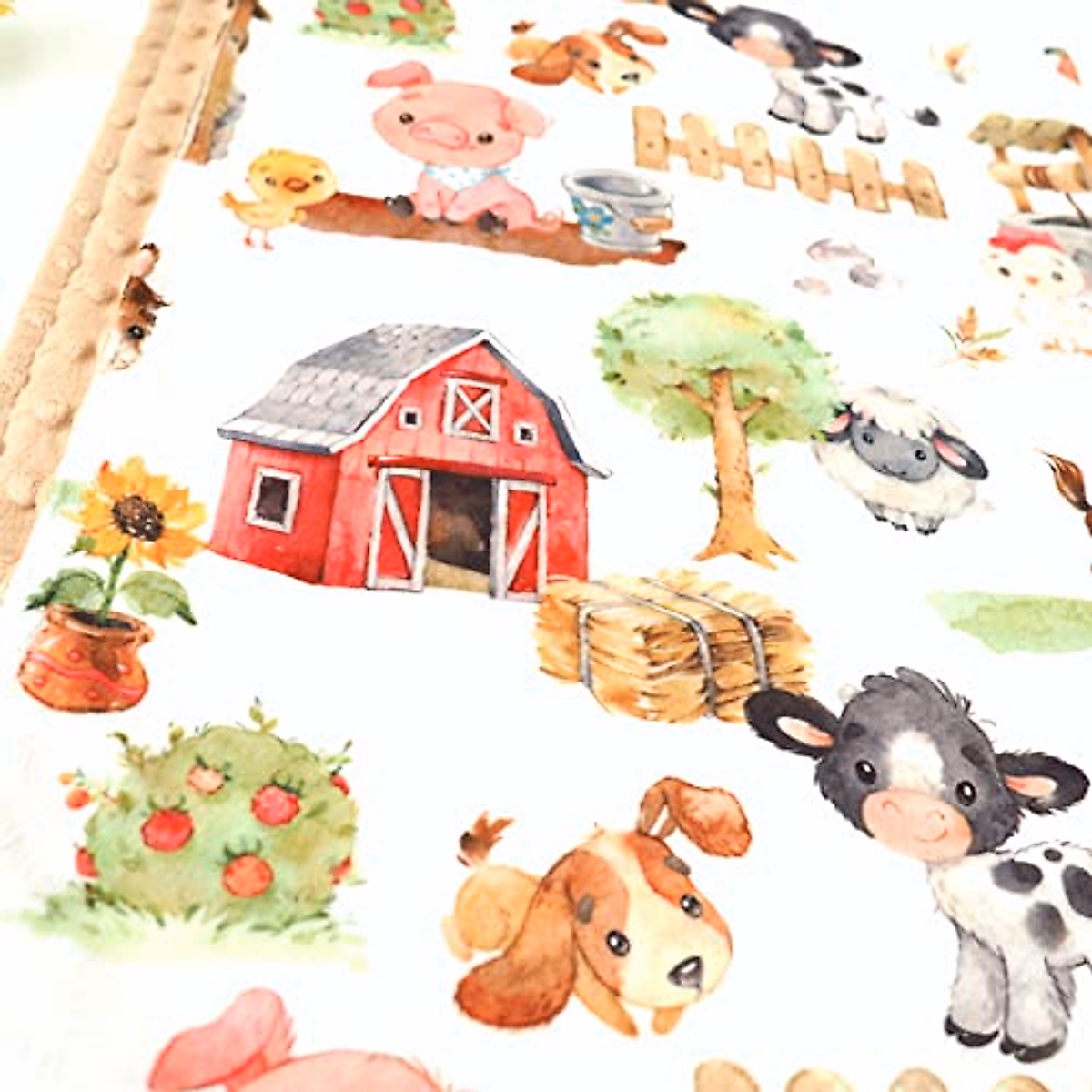 Honey Lemonade - Premium Soft Plush Lightweight Minky Dot Toddler Baby Blanket for Newborn 30"x40" - Soft Baby Blanket for Boys and Girls - (Farm Animals Beige) Unisex