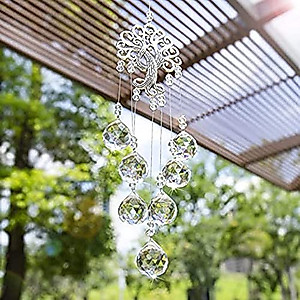 H&D HYALINE & DORA Garden Hanging Crystal Suncatchers Rainbow Makers with Crystal Ball Prisms and Metal Tree of Life for Garden Outdoor Home Kids Room Window