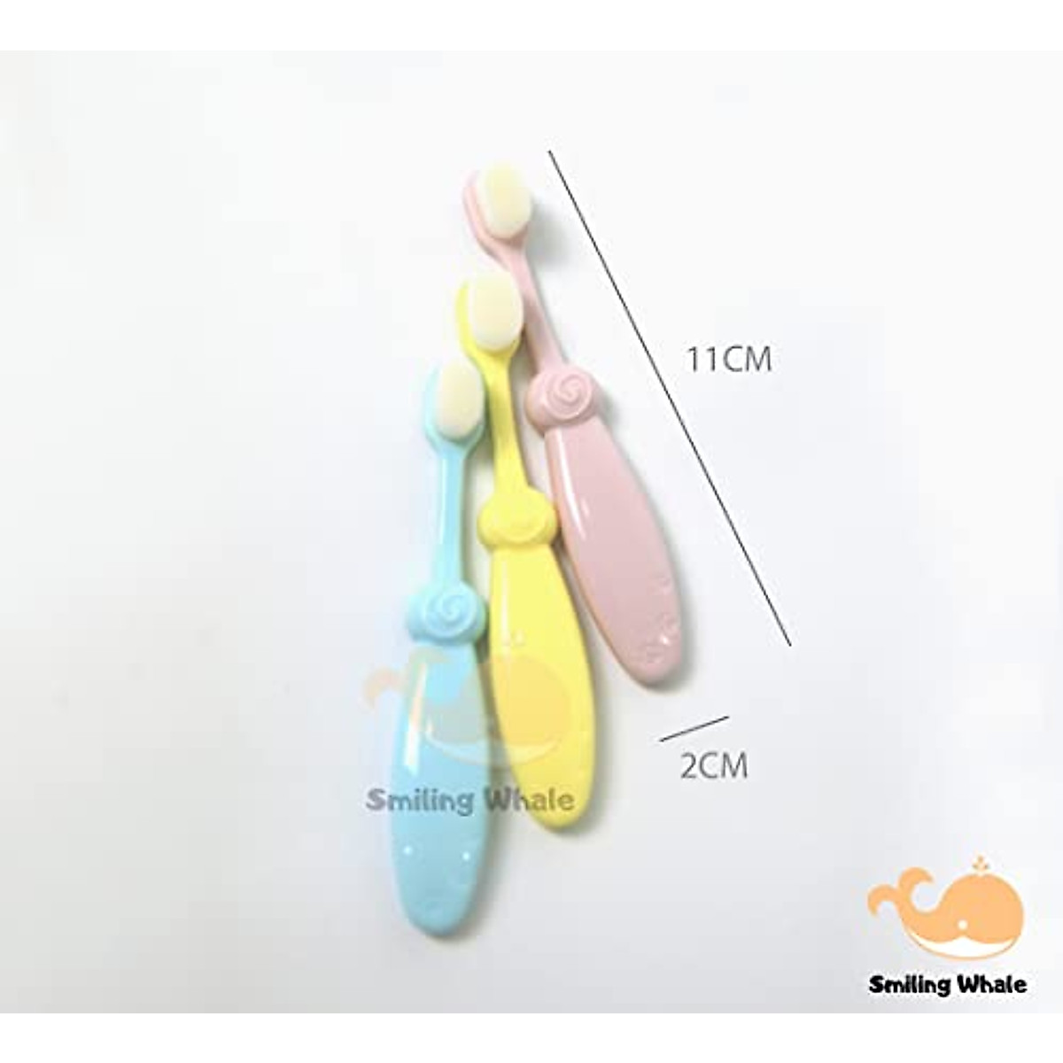 Extra Super Soft Nano Toothbrush for Toddlers and Children by The Smiling Whale, Micro Fine Nano Bristles for Sensitive Gums for Baby and Kids, Duo Functions with Tongue Cleaner (Pink)