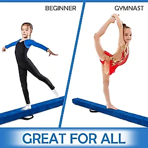 Giantex 7FT Folding Floor Balance Beam for Girls, Boys, Toddlers, Teens Sports Gymnastics Skill Performance Training Easy Storage (Blue)