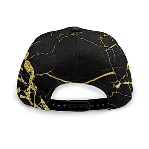 Classic Polo Style Baseball Cap Chic Black and Gold Marble Texture Adjustable Fits Men Women Low Profile Hat Unconstructed Dad Hat
