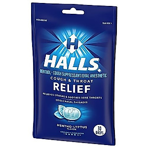 HALLS Relief Mentho-Lyptus Cough Drops, 30 Drops