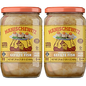 Manischewitz Premium Gold Gefilte Fish with Carrots 24oz (2 Pack), Kosher for Passover