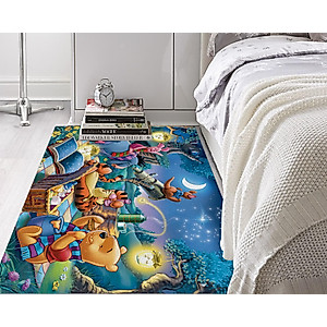 CZEGPUB Cute Cartoon Characters AreaRug Bear and His Friends Rug Cute Animal Friends Carpet for Kids Room Bedroom Room Living Room Decor Rugs Gifts for Kids 4'x 5.3'